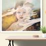 Child - Original conceptual painting in gold, brown, mint & white ...