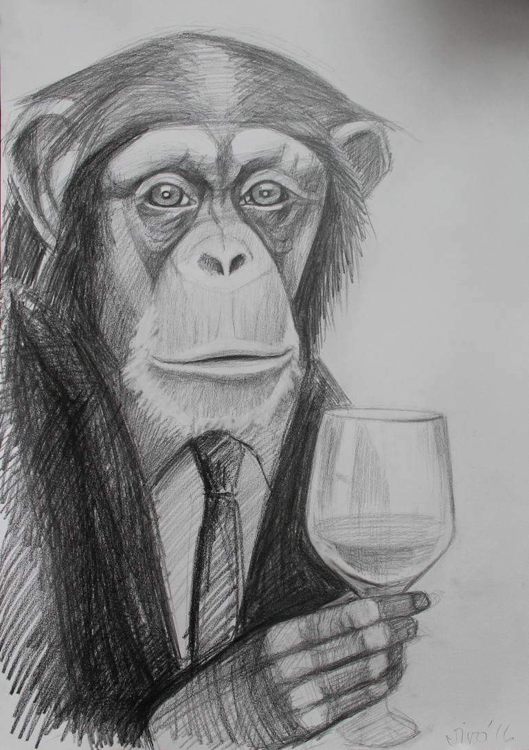 anthropoid ape 3 Drawing by Violeta Vollmer | Saatchi Art