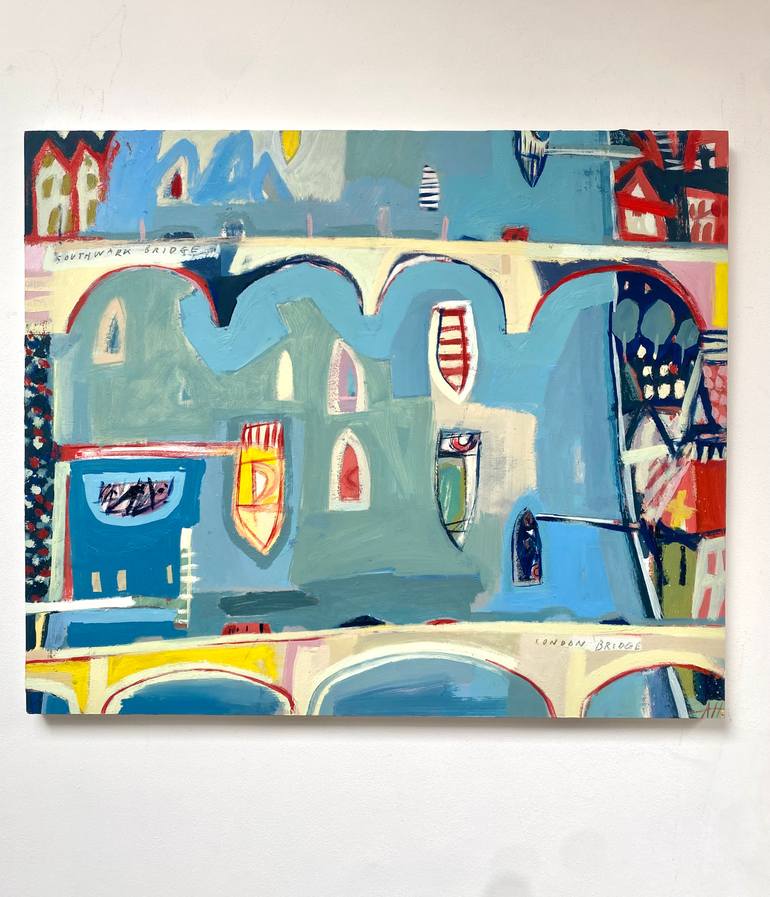Bridges Over the Thames - Southwark & London Bridge Painting by Anna ...