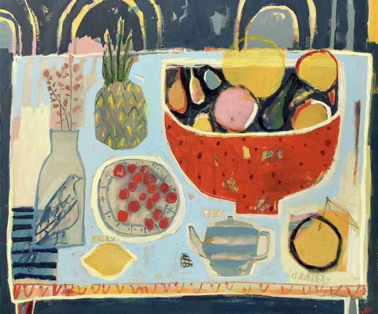 Still Life Tabletop with Teapot Painting by Anna Hymas | Saatchi Art