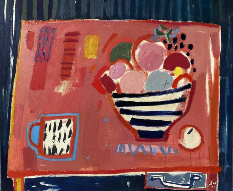 Red Table Still Life Painting by Anna Hymas | Saatchi Art