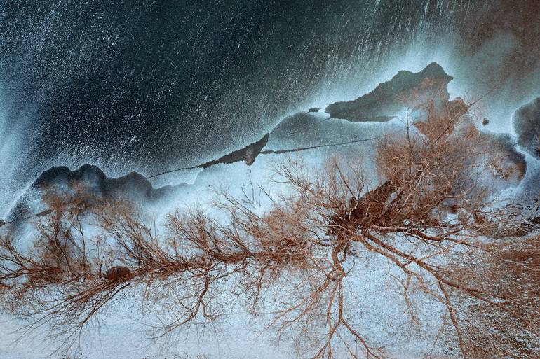 Frozen lake and winter trees from above Photography by B.M. Noskowski ...