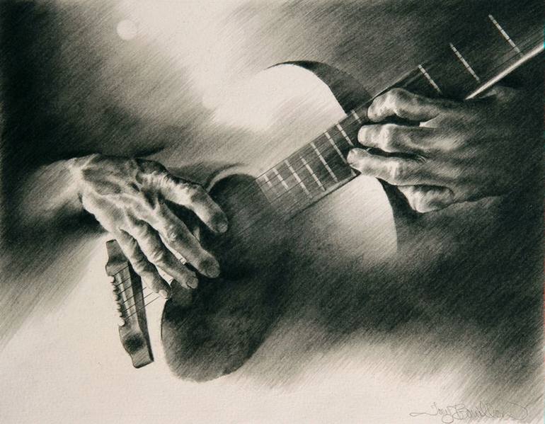 Guitar Study #09 Drawing by Tony Bouillon | Saatchi Art