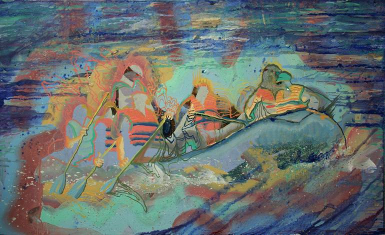 White Water Rafting Painting by Jen Hitchings | Saatchi Art