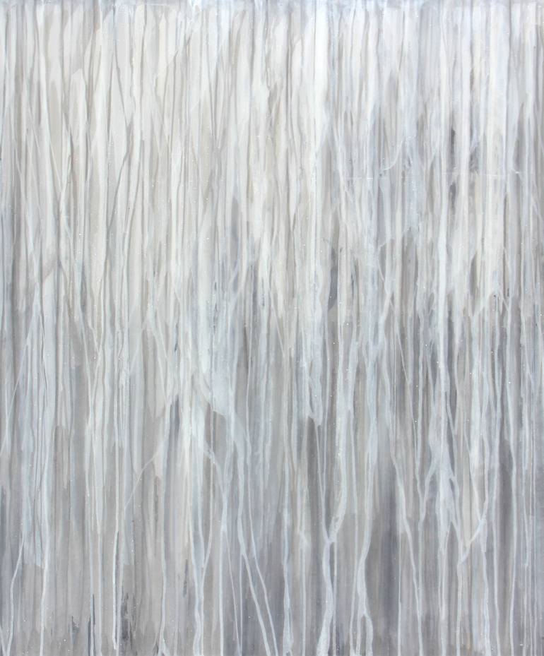 Silver Rain Water Fall Painting by Christie Owen | Saatchi Art