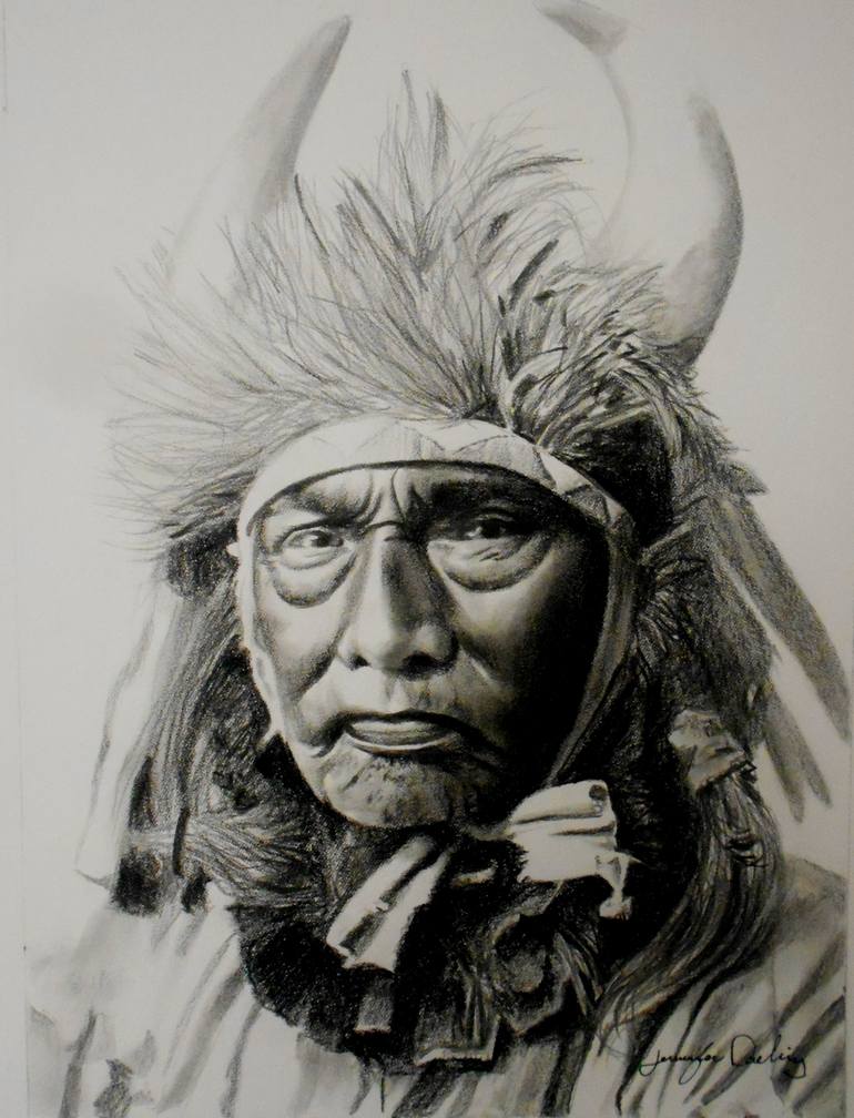 Bull Chief Drawing by Jennifer Doehring | Saatchi Art