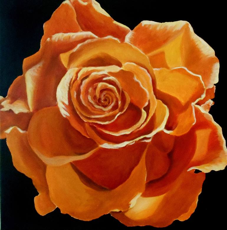 Orange Rose Painting by Jennifer Doehring | Saatchi Art