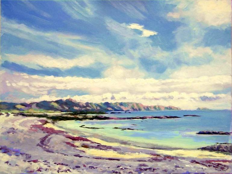 Bay at the back of the ocean-bright sky Painting by David I Smith ...