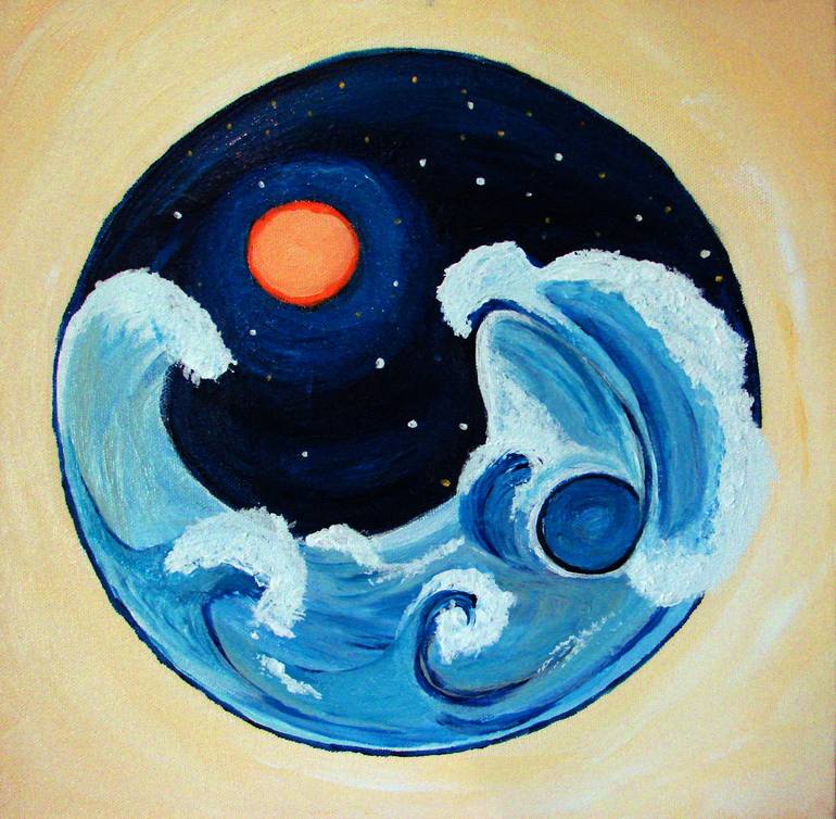 Yin and Yang Wave Painting by Marianne Kleinot | Saatchi Art