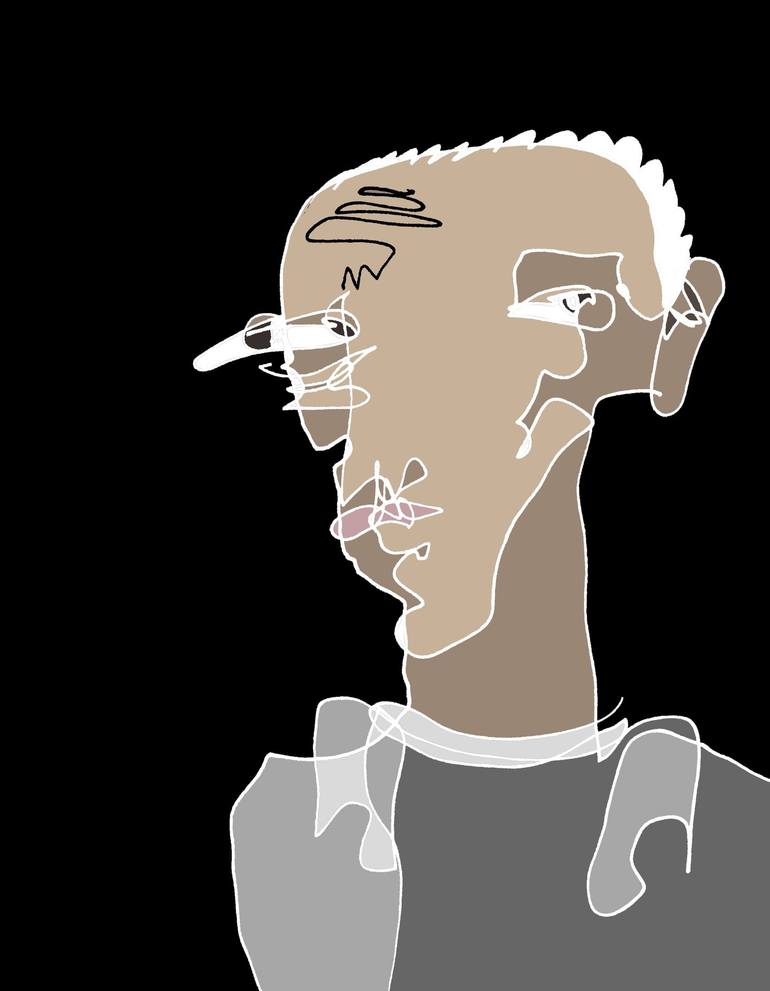 Torso, brown head, black background Drawing by Mark Rathmell | Saatchi Art