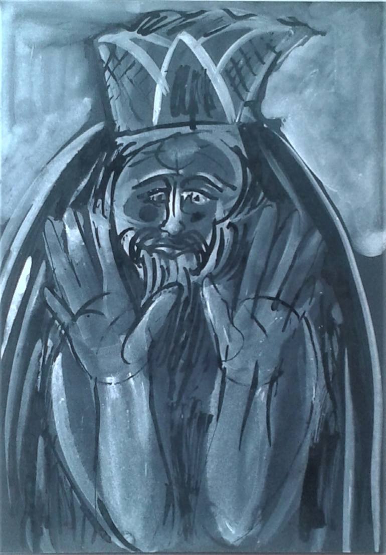 Enoch Patriarch taken to heaven Drawing by Jerzy Łazewski | Saatchi Art