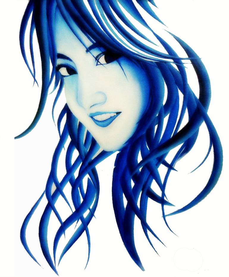 Blue Girl Painting by Ca Arts And Crafts | Saatchi Art