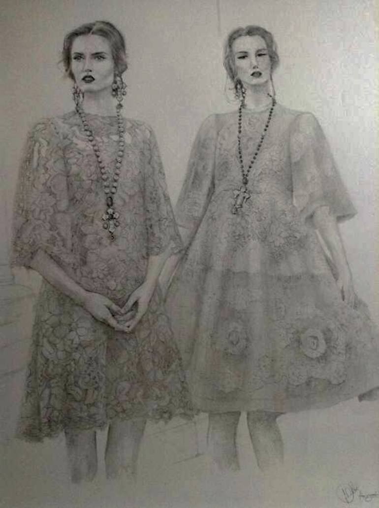 The Devine Sisters Drawing by Terence Walton | Saatchi Art