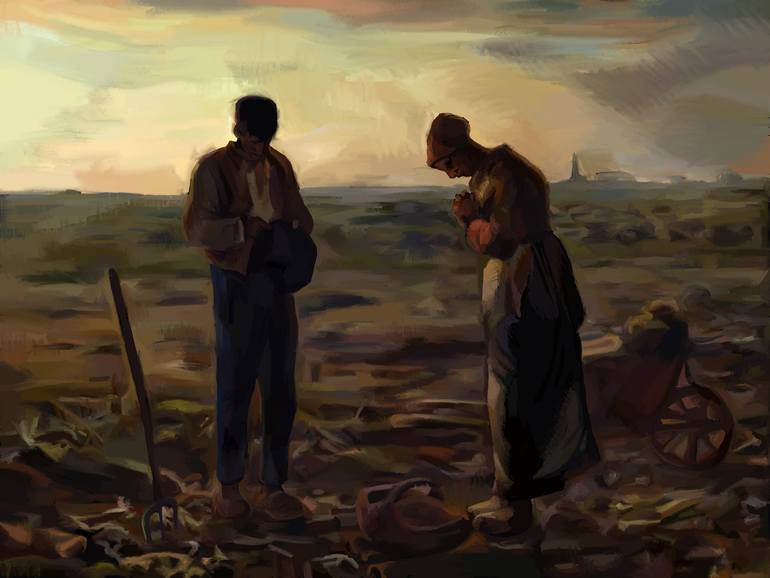 Study of “The Angelus” Painting by Jean-François Millet Drawing by Omar ...
