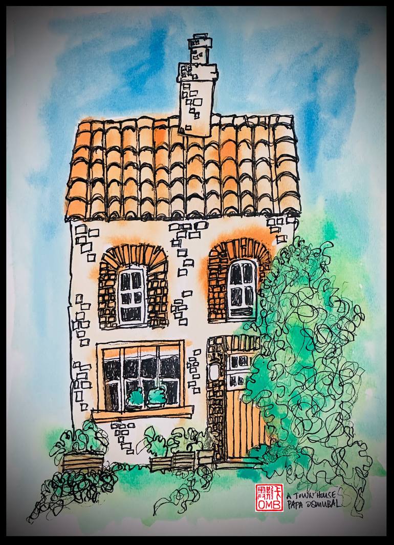 country house (loose drawing; loose sketching) Drawing by Oscar Munoz ...