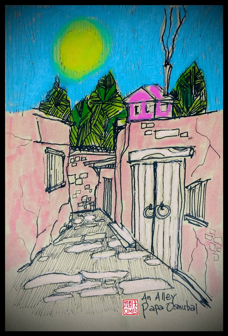 an alley (loose drawing; loose sketching) Drawing by Oscar Munoz Balajadia -- Papa Osmubal ...