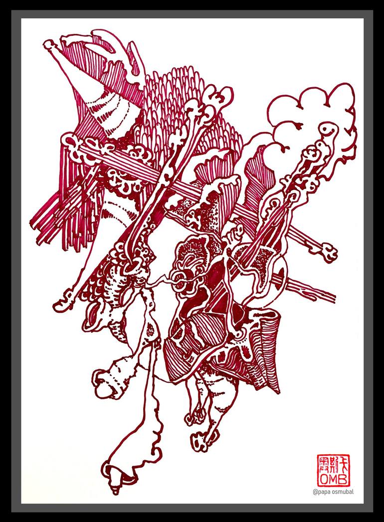 Phoenix- Initial Work (Surreal Doodle) Drawing by Oscar Munoz Balajadia Papa Osmubal | Saatchi Art