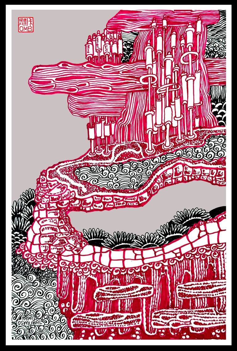 extraordinary landscape (initial work)- surreal doodle Drawing by Oscar Munoz Balajadia -- Papa ...