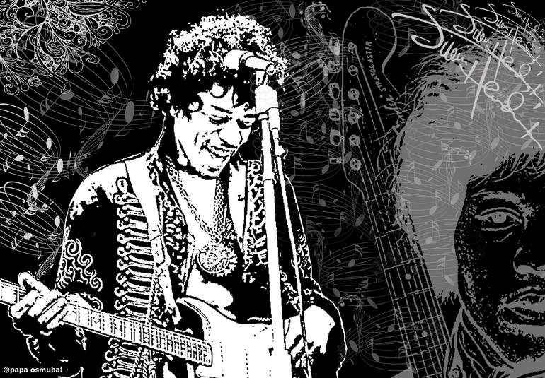 Jimi Hendrix Collage by Oscar Munoz Balajadia Papa Osmubal | Saatchi Art