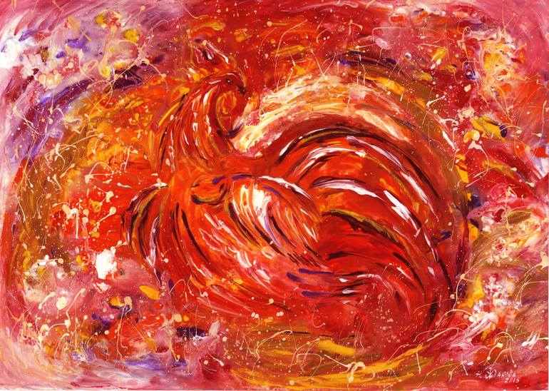 The Bird Phoenix in abstract style Painting by Natalya Zhdanova ...