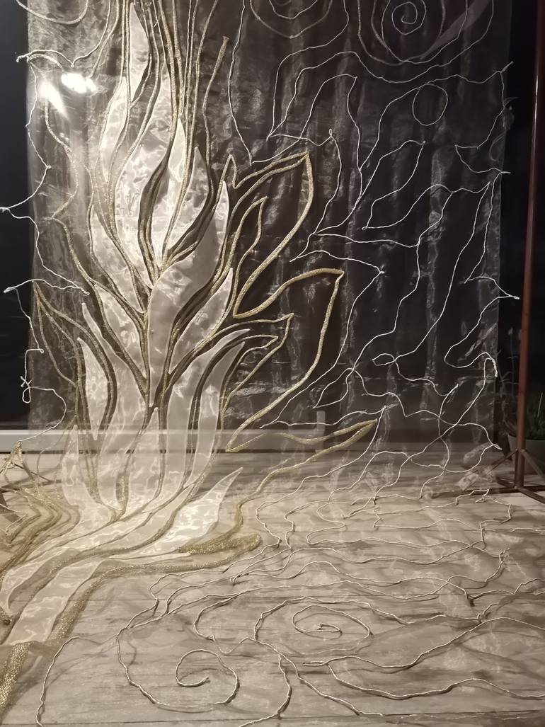 White flame_textile art Sculpture by Ines Nanda Drole | Saatchi Art