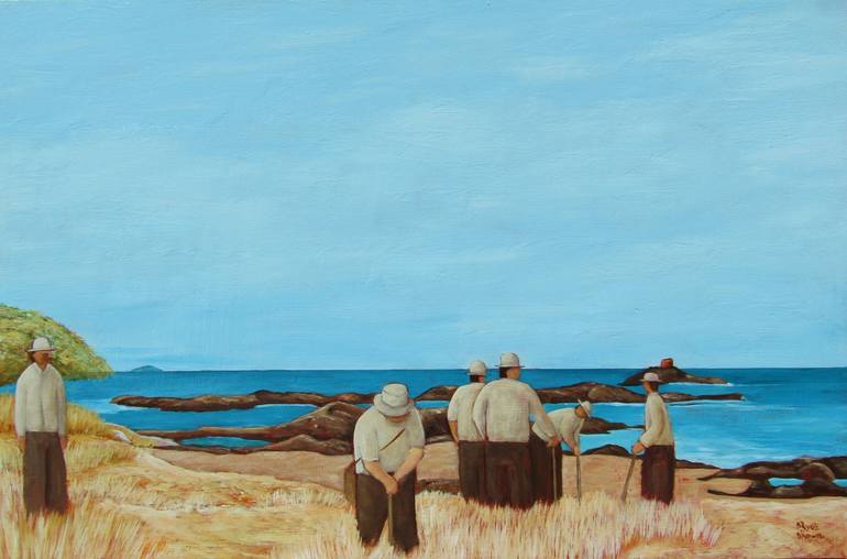 Workers on Base Track Painting by Bryce Brown | Saatchi Art