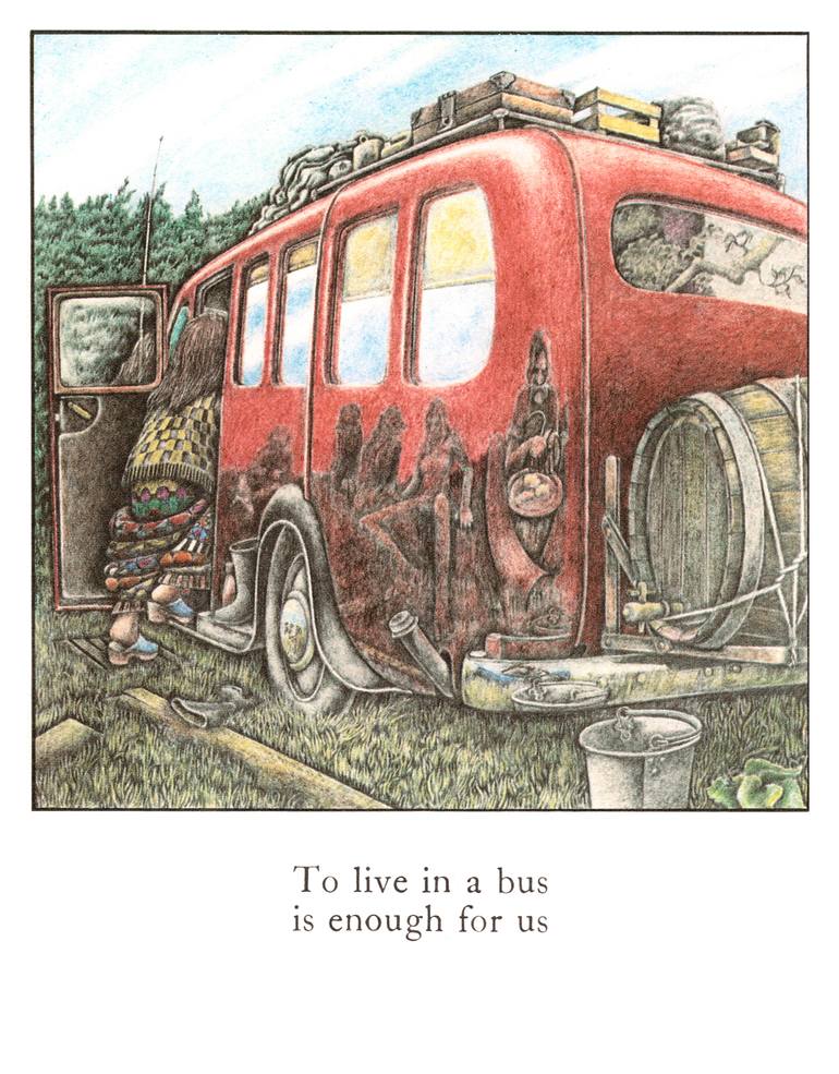 To live in a bus… Drawing by Martin White | Saatchi Art