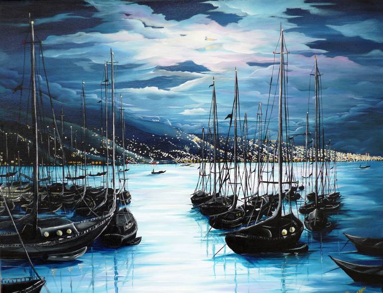 MOONLIGHT original sold Painting by Karin Best | Saatchi Art