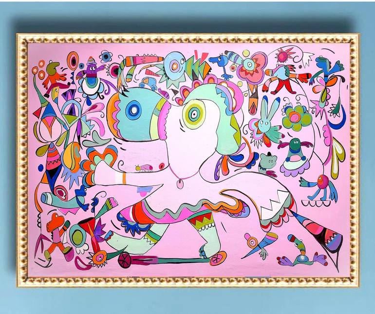 Mrs. Doodle with her friends Painting by Jolina Anthony | Saatchi Art