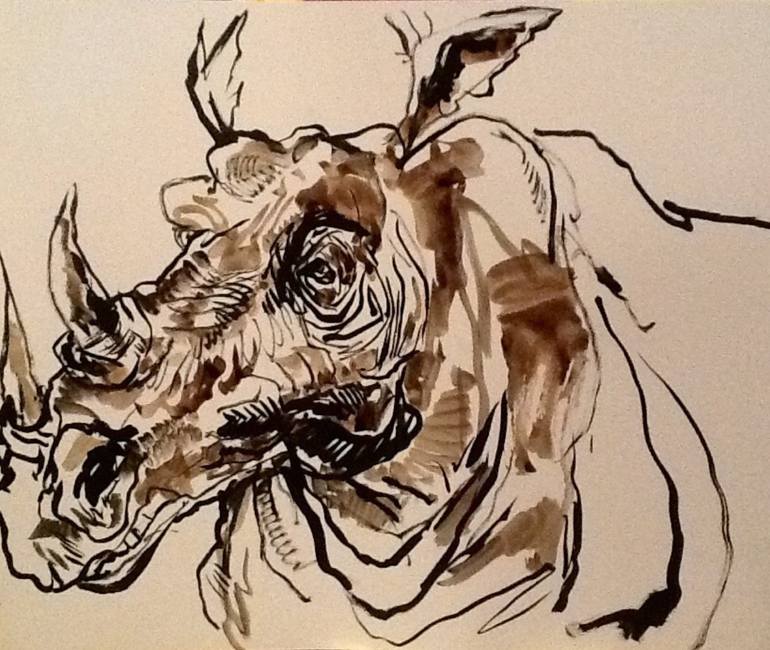 Rhino Drawing by Gary Mayer | Saatchi Art