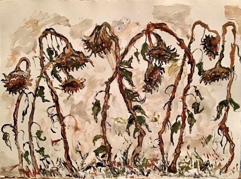 Sunflowers in December Painting by Gary Mayer | Saatchi Art