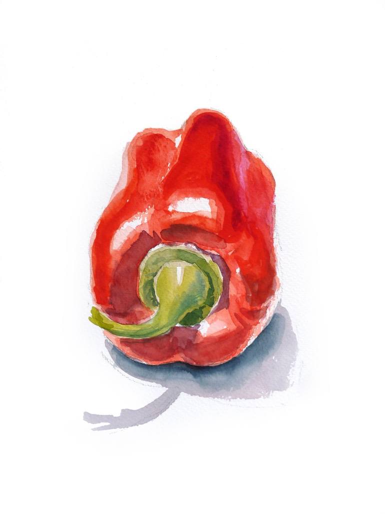 Red pepper Painting by Tony Hatt | Saatchi Art