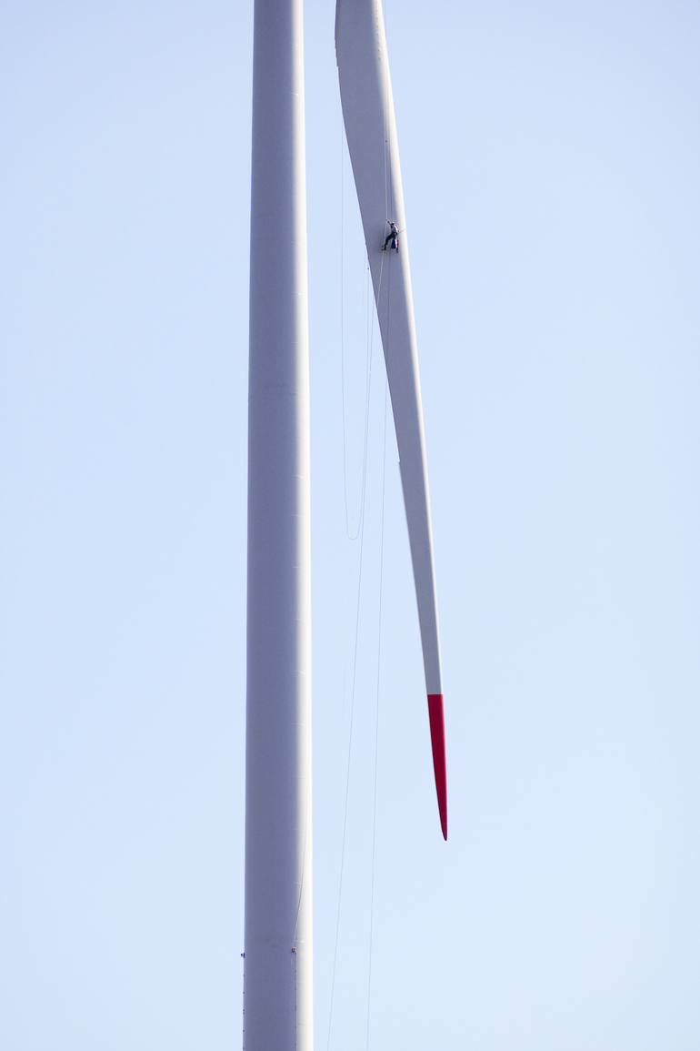 Wind Turbine and human Photography by Stepan Jilek | Saatchi Art