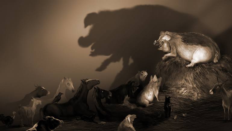 George Orwell Animal Farm Drawing by Zack Demirtshyan | Saatchi Art