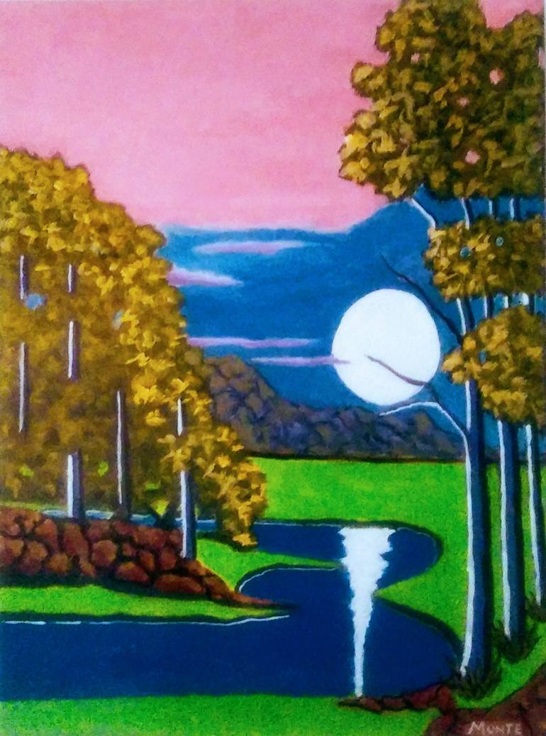 Full Moon Rising Painting by Robert Anthony Montesino | Saatchi Art