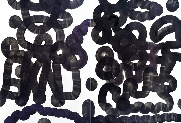 Meander Labyrinth (Diptych) Painting by Yeachin Tsai | Saatchi Art