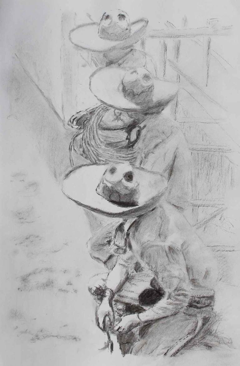 Charro's Evolution Drawing by Juan Velez | Saatchi Art