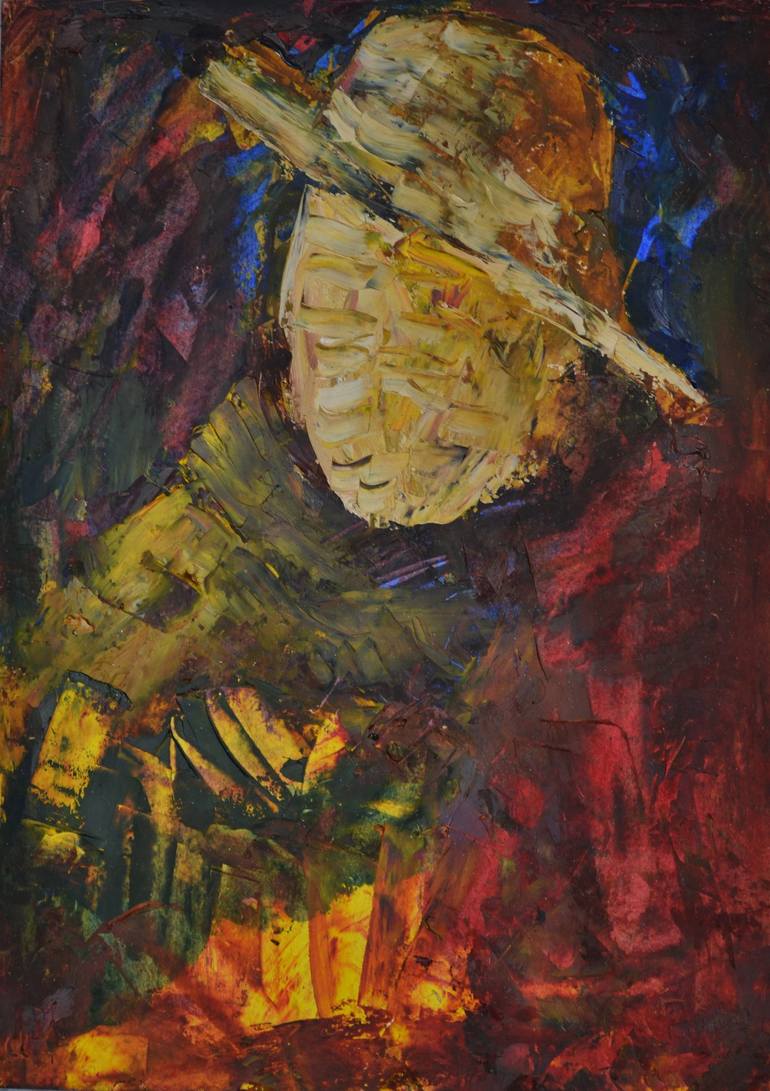 Man in a Hat Painting by Constantine Anjulatos | Saatchi Art