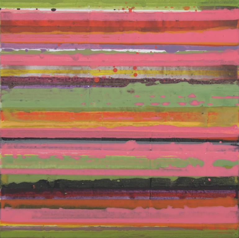 Stripes, preponderant light green and pink Painting by Doris Lasar ...