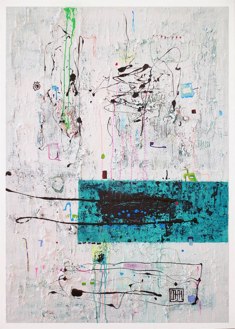 A48 Abstract Informalism Textured Oversized by Pavlovic Damian Painting ...