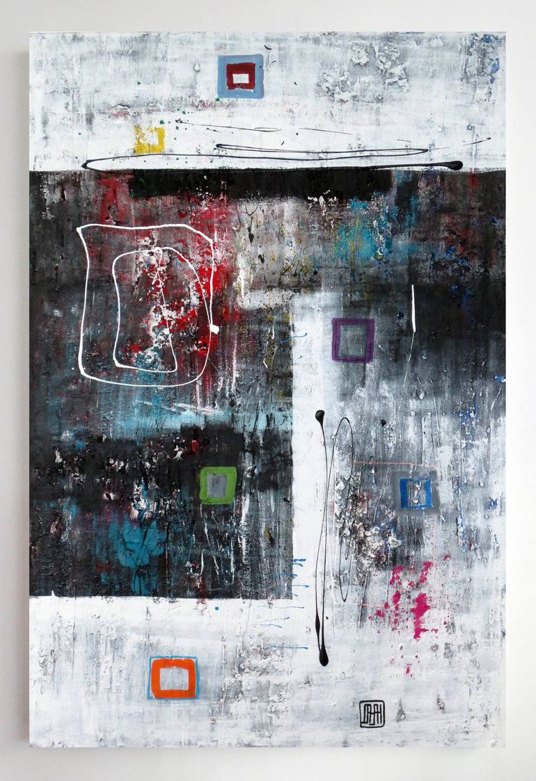 A65 Abstract Informalism Textured Oversized by Pavlovic Damian Painting ...
