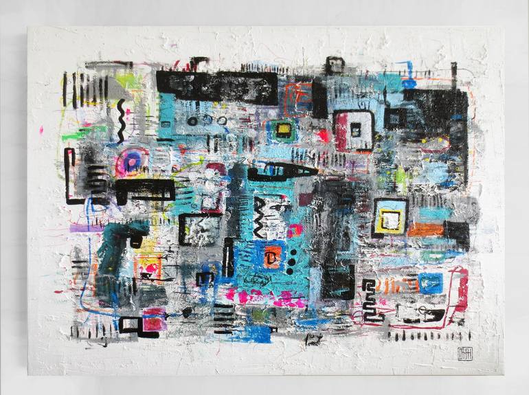 A117 Abstract Informalism Textured Oversized Painting by Damian ...