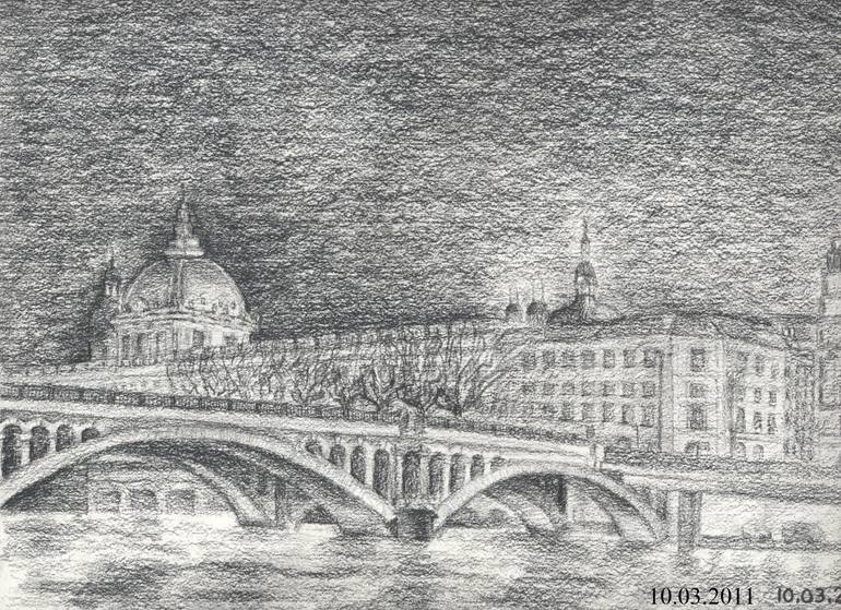 Lyon hotel dieu Drawing by Emin Safaryan | Saatchi Art