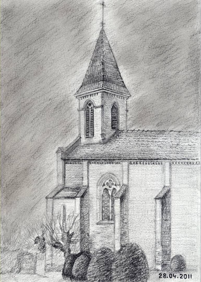 Église, church Drawing by Emin Safaryan | Saatchi Art