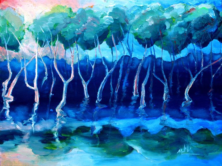 Daytime mangroves Painting by Mark Malinowski | Saatchi Art