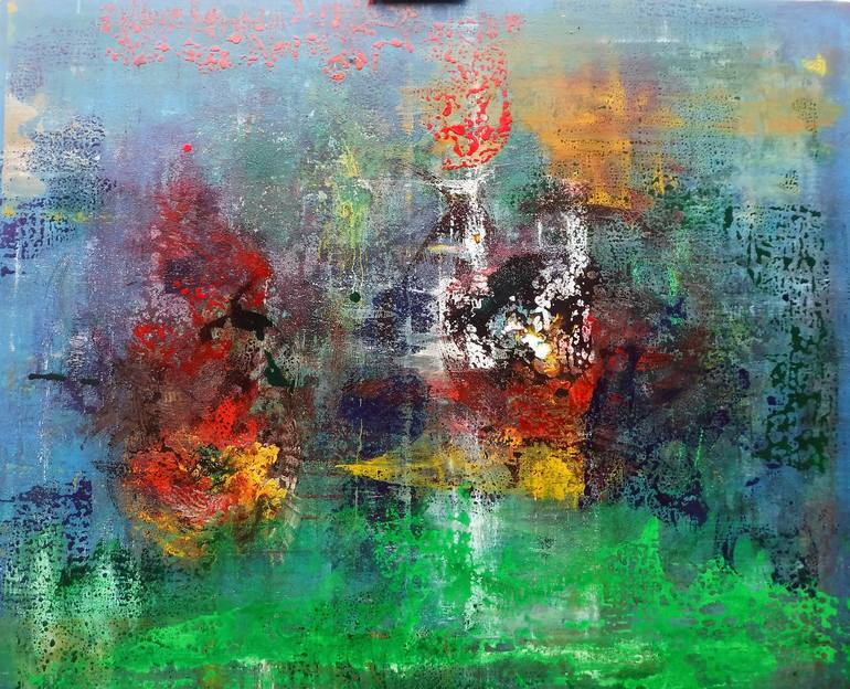 The Martyred Slaves of Time, Blue Painting by Patrick Hillard | Saatchi Art