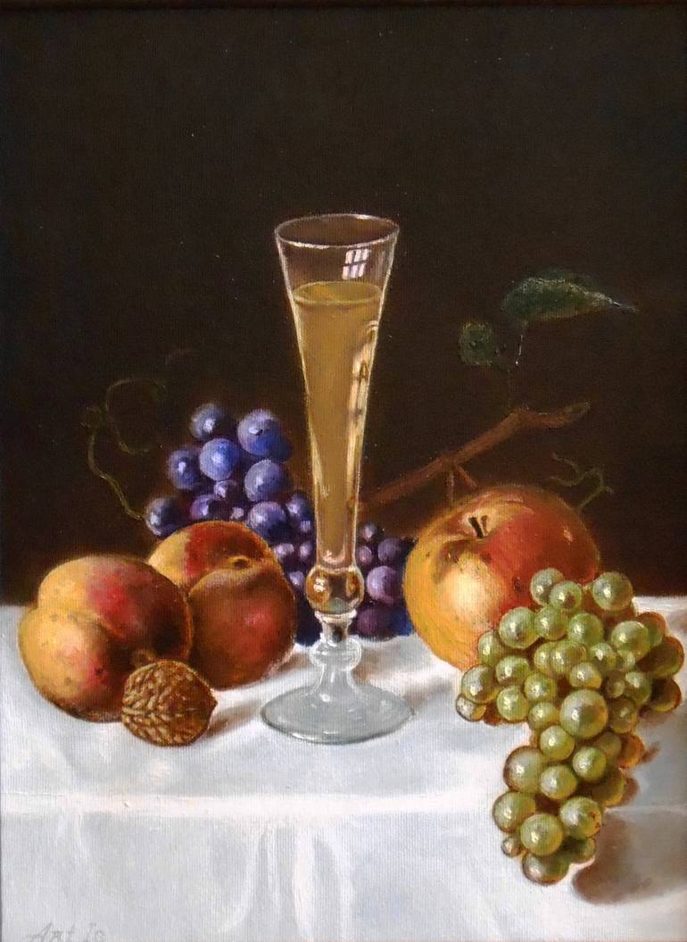 STILL LIFE WITH WHITE WINE Painting by Arthur Isayan | Saatchi Art