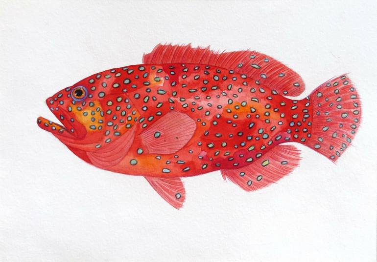 Red fish Painting by Angela Kanevskaya | Saatchi Art