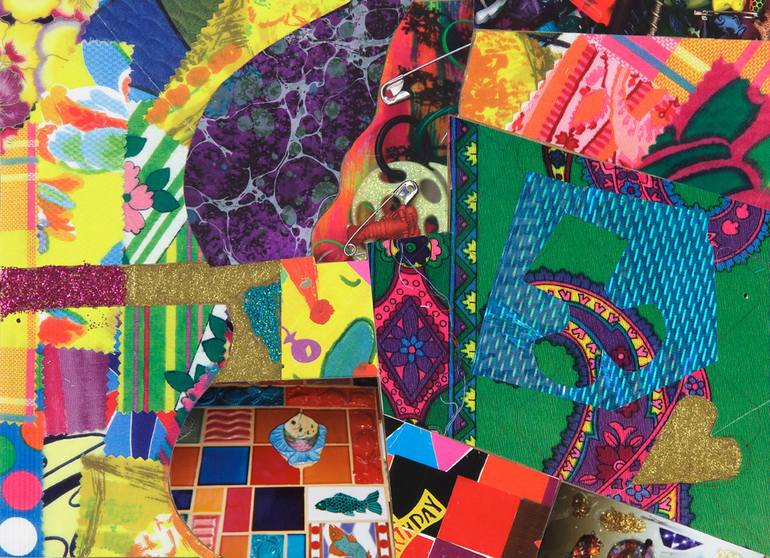 Purple marble of glitter gold heart with a lobster Collage by Apryl ...