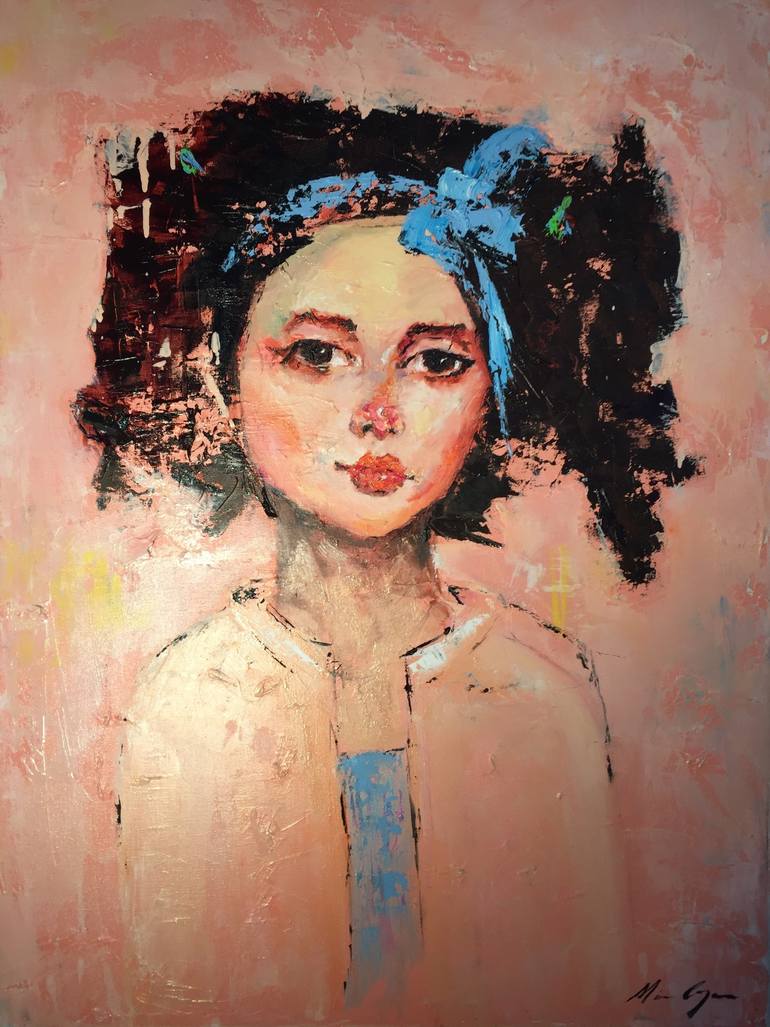 Little Blue Girl Painting by Miruna Cojanu | Saatchi Art